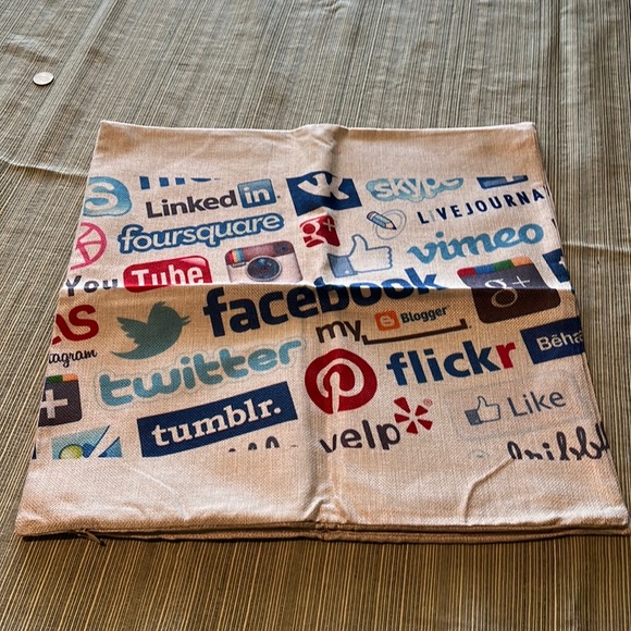 Bedding | New Throw Pillow Cover Social Media Logos | Poshmark